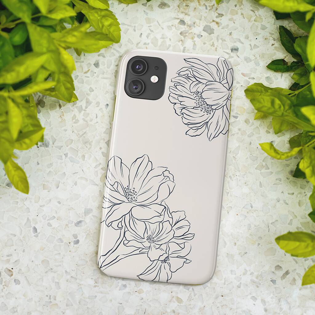 Line Art Peonies Phone Case, More Colours By Harper & Blake ...