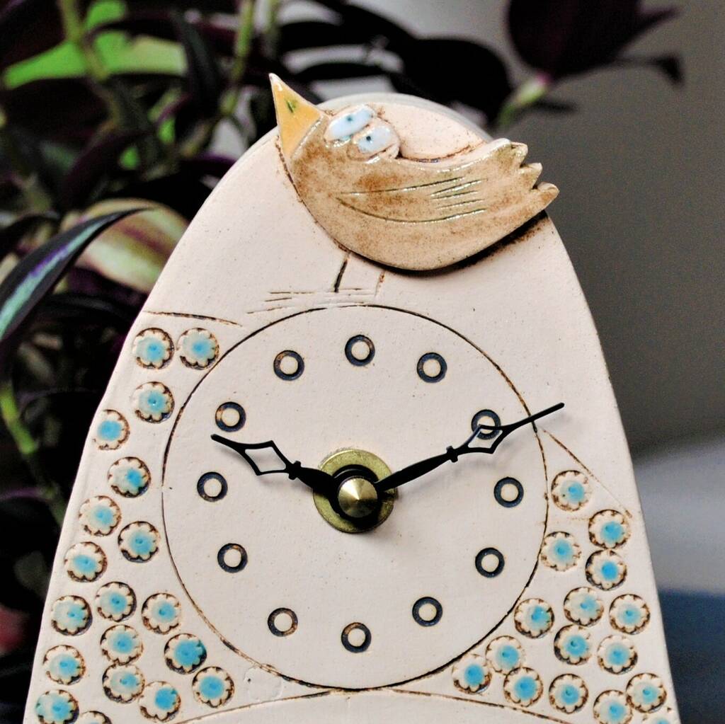 Personalised Mantel Clock With Bird By IGstudio Ceramics ...