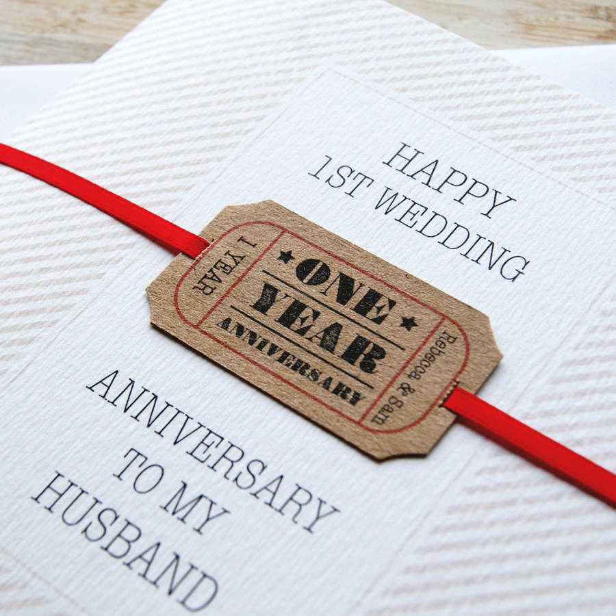 Personalised First Wedding Anniversary Card By Button Box Cards 