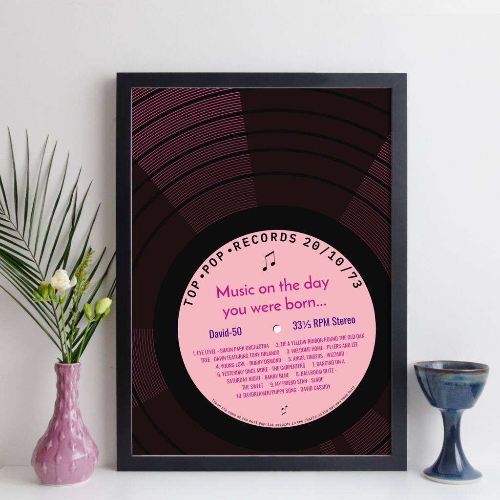 50th Birthday Print Music Day You Were Born 1973 Record By ...