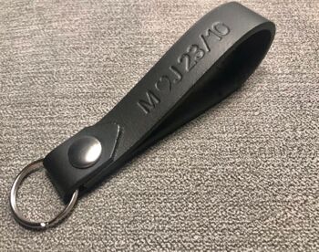 Personalised Embossed Leather Keyring, Black By Brunswick Leather ...