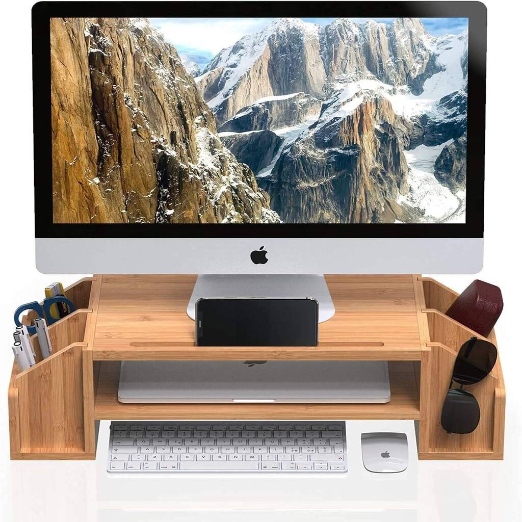 Two Tier Monitor Raiser With Storage Organizer By Momentum