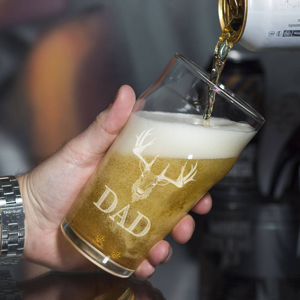 Name Stag 570ml Beer Pint Glass By Love Lumi Ltd | notonthehighstreet.com