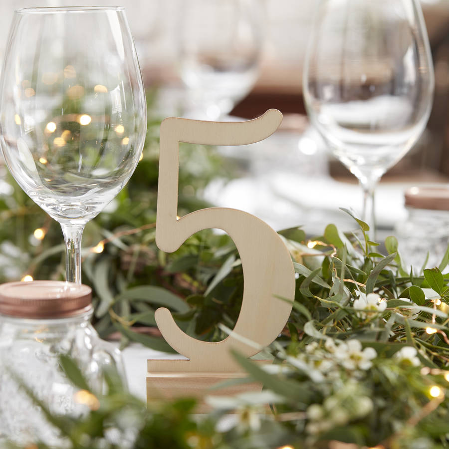 Natural Free Standing Wooden Wedding Table Number By Ginger Ray 