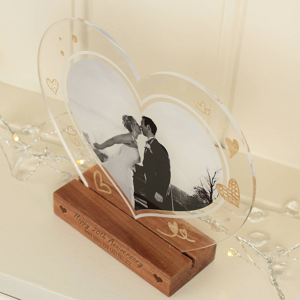 Personalised Wedding Anniversary Acrylic Heart Photo By Love Lumi Ltd ...