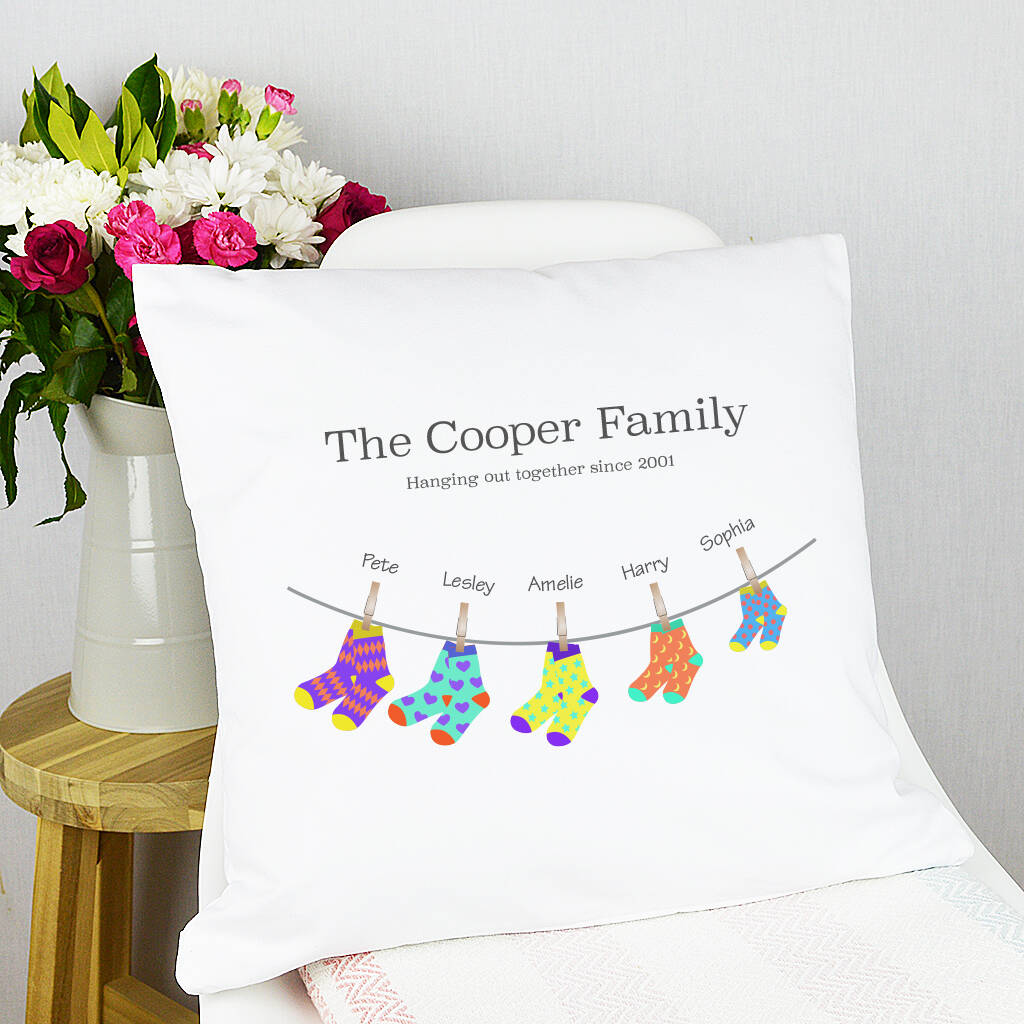 Personalised Socks Family Cushion By Andrea Fays