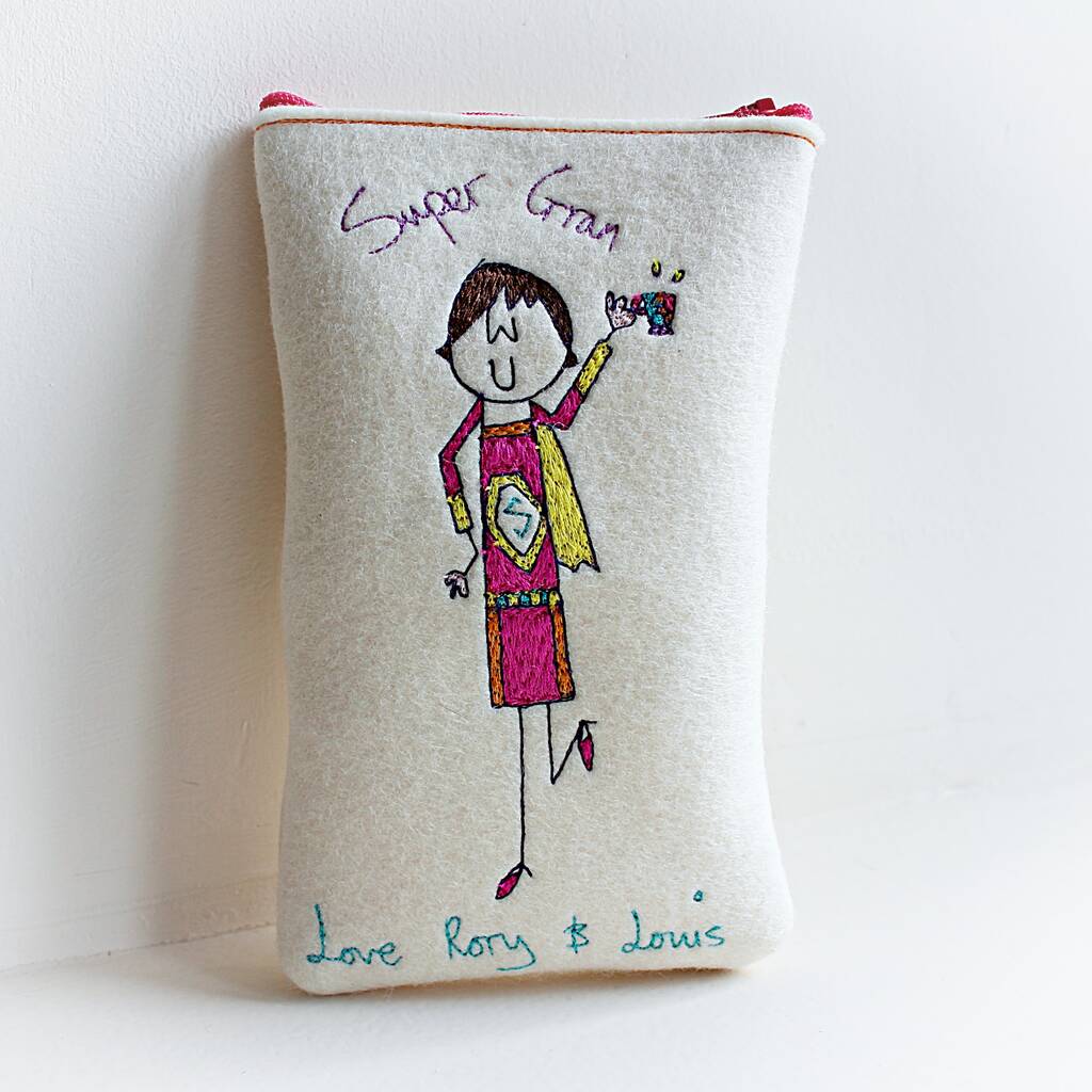Personalised Super Gran Embroidered Glasses Case By Seabright Designs