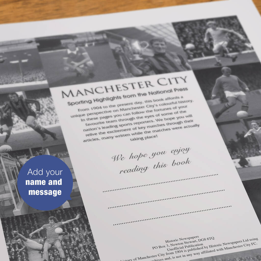 Manchester City Personalised Gift Man City Football By Historic ...