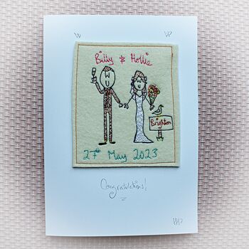 Personalised, Embroidered Wedding Card By Seabright Designs ...