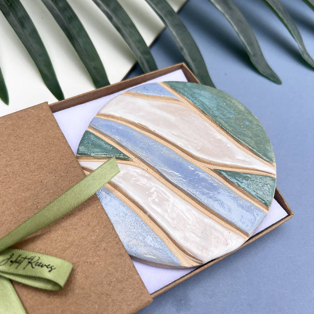 Blue Ocean Wave Coaster By Juliet Reeves Designs