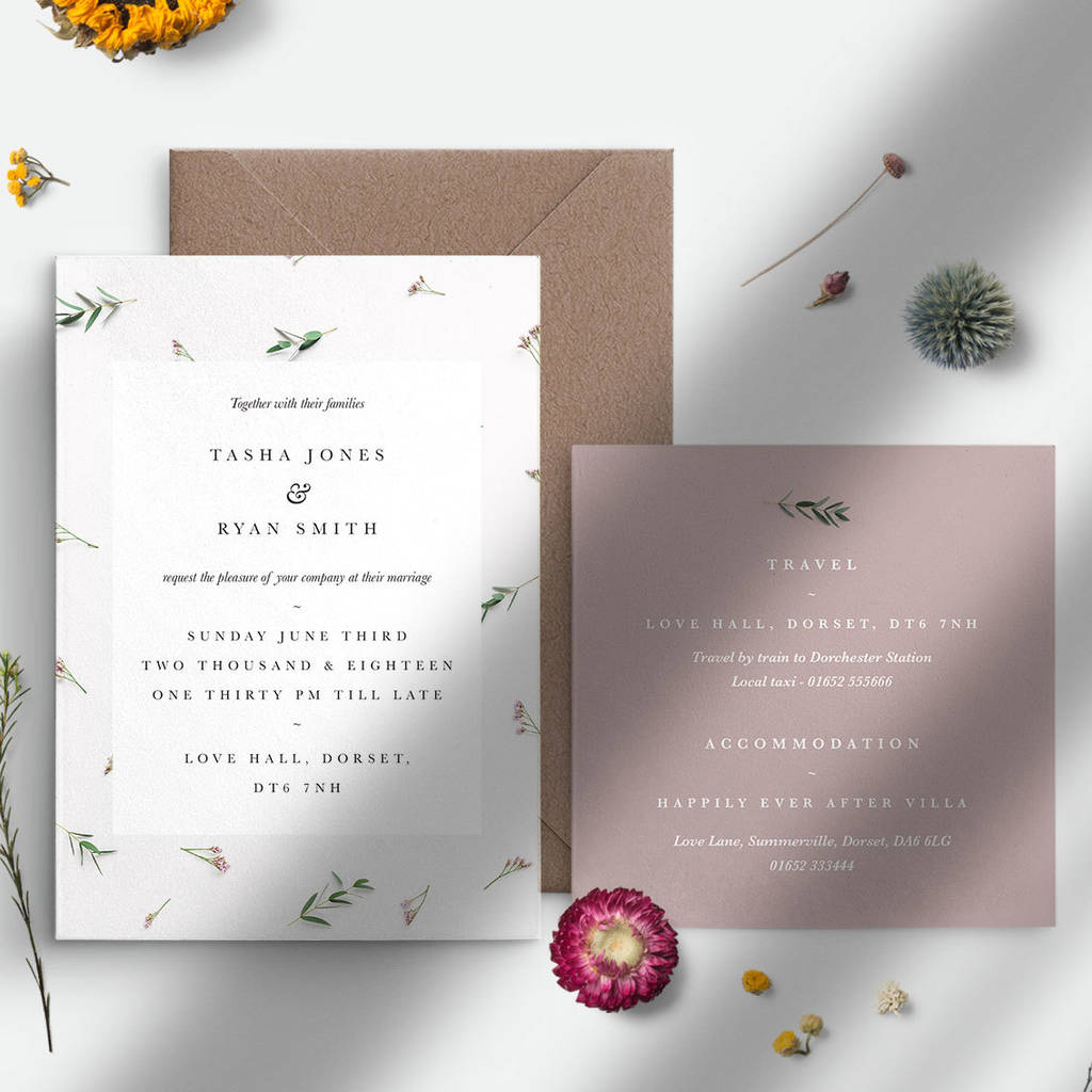 floral blush wedding invitation by confetti designs ...