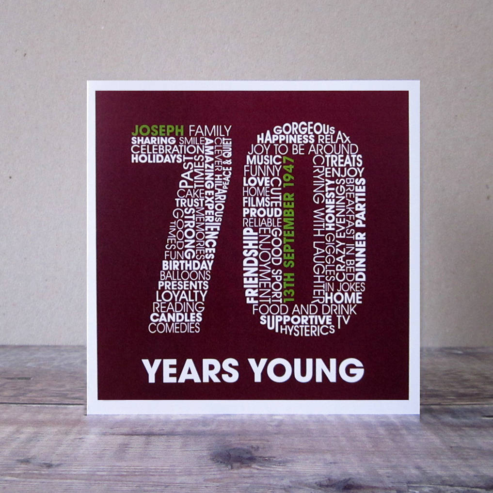 Personalised 70th Birthday Card By Mrs L Cards Notonthehighstreet