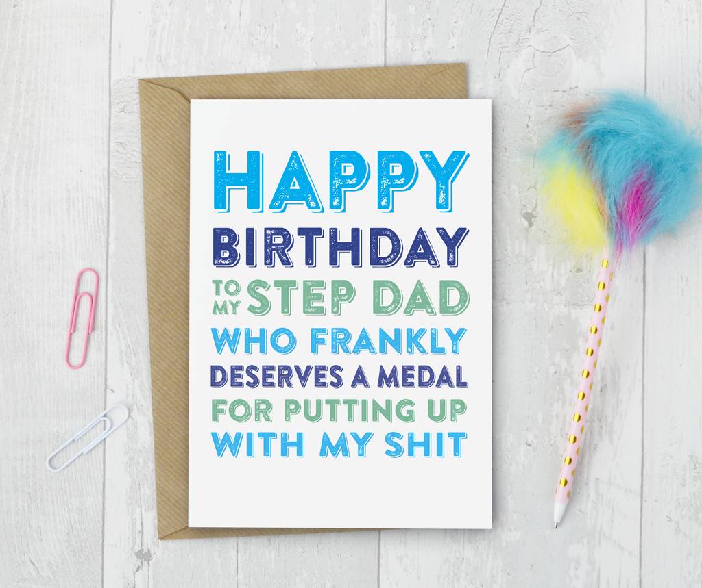 Thank You Step Dad Funny Birthday Card By Do You Punctuate 