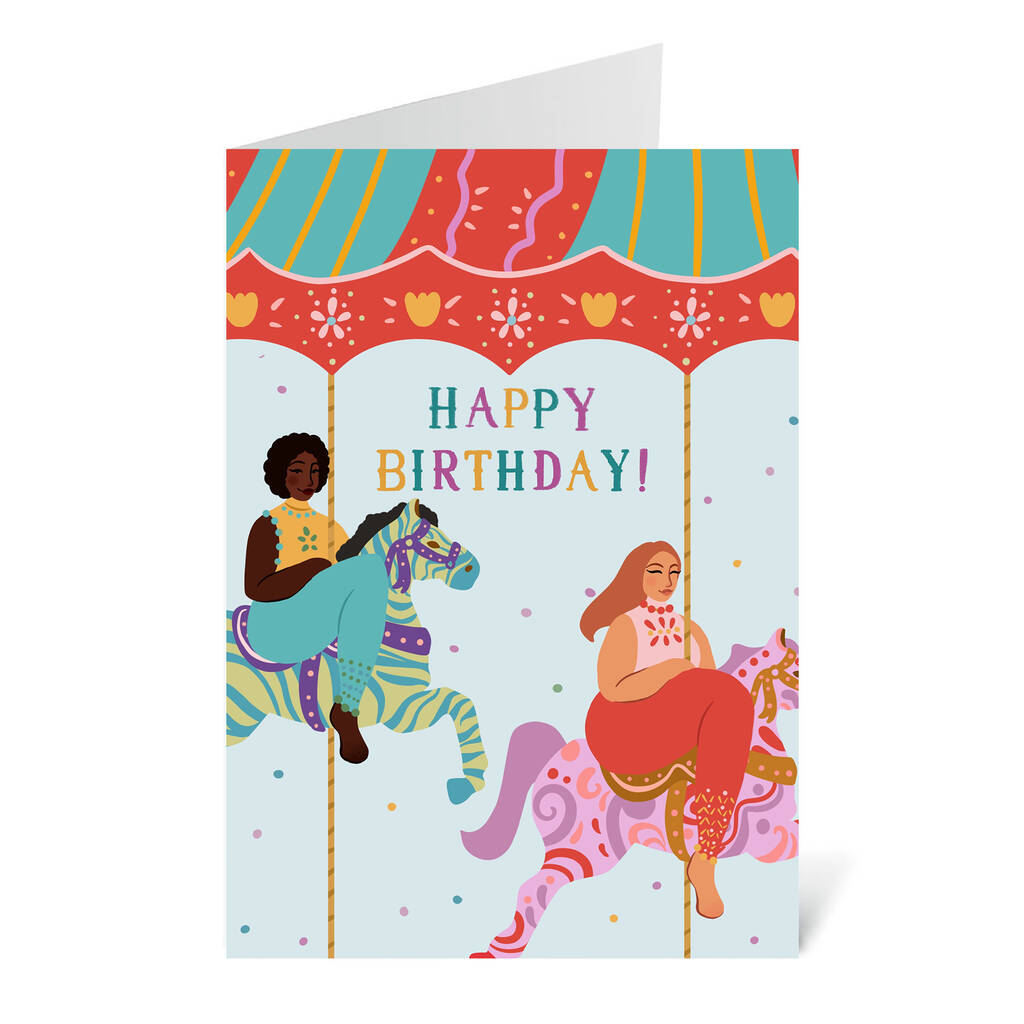 'Happy Birthday!' Funfair Carousel Greetings Card By Flourish Paperworks