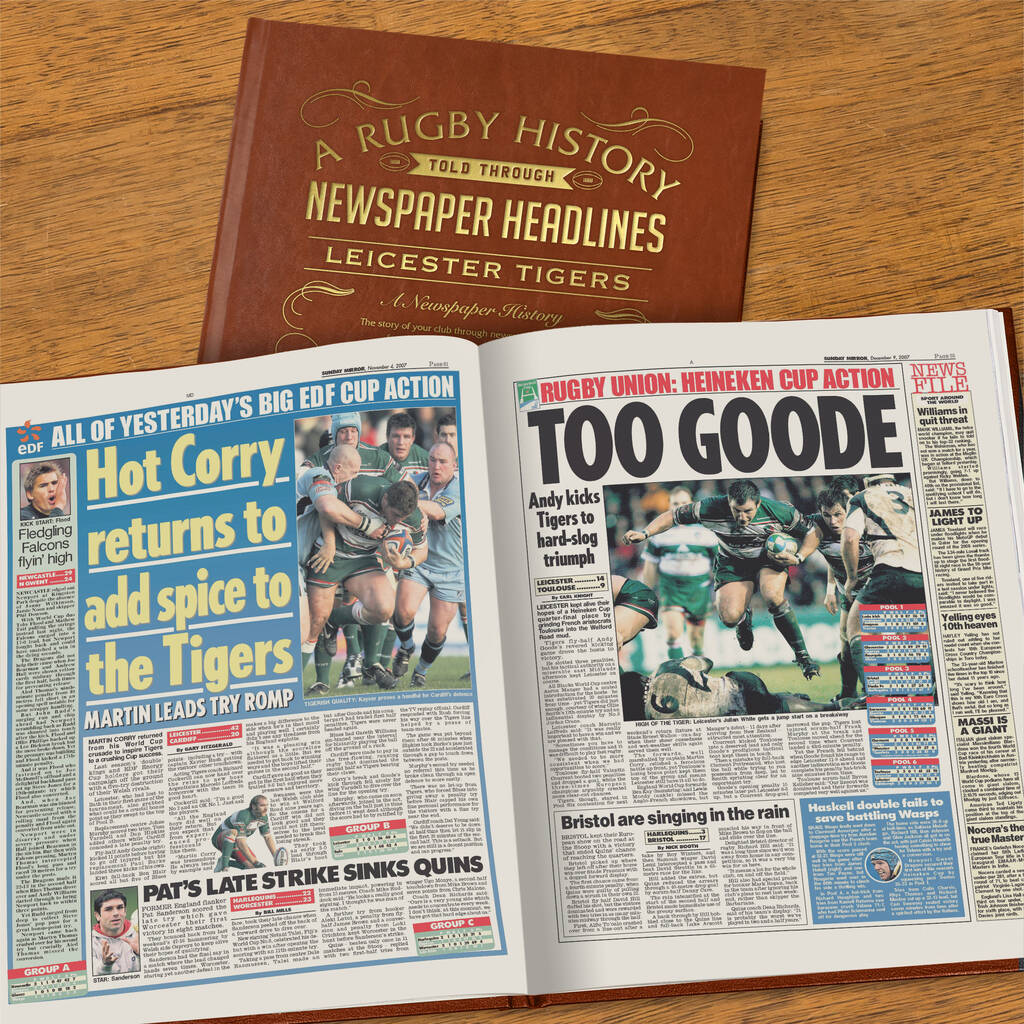Leicester Tigers Personalised Rugby Newspaper Book By Historic ...