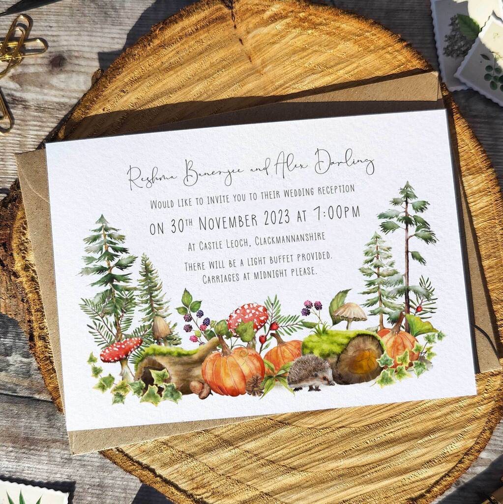 Autumn Woodland Evening Invitations And Envelopes By Paper Willow ...