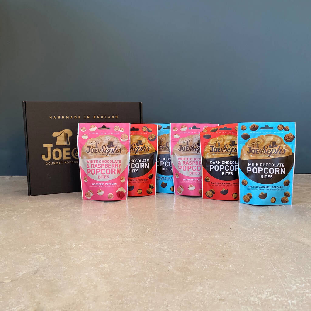 Chocolate Popcorn Bites Movie Night In Box X6 Bags By Joe & Seph's ...