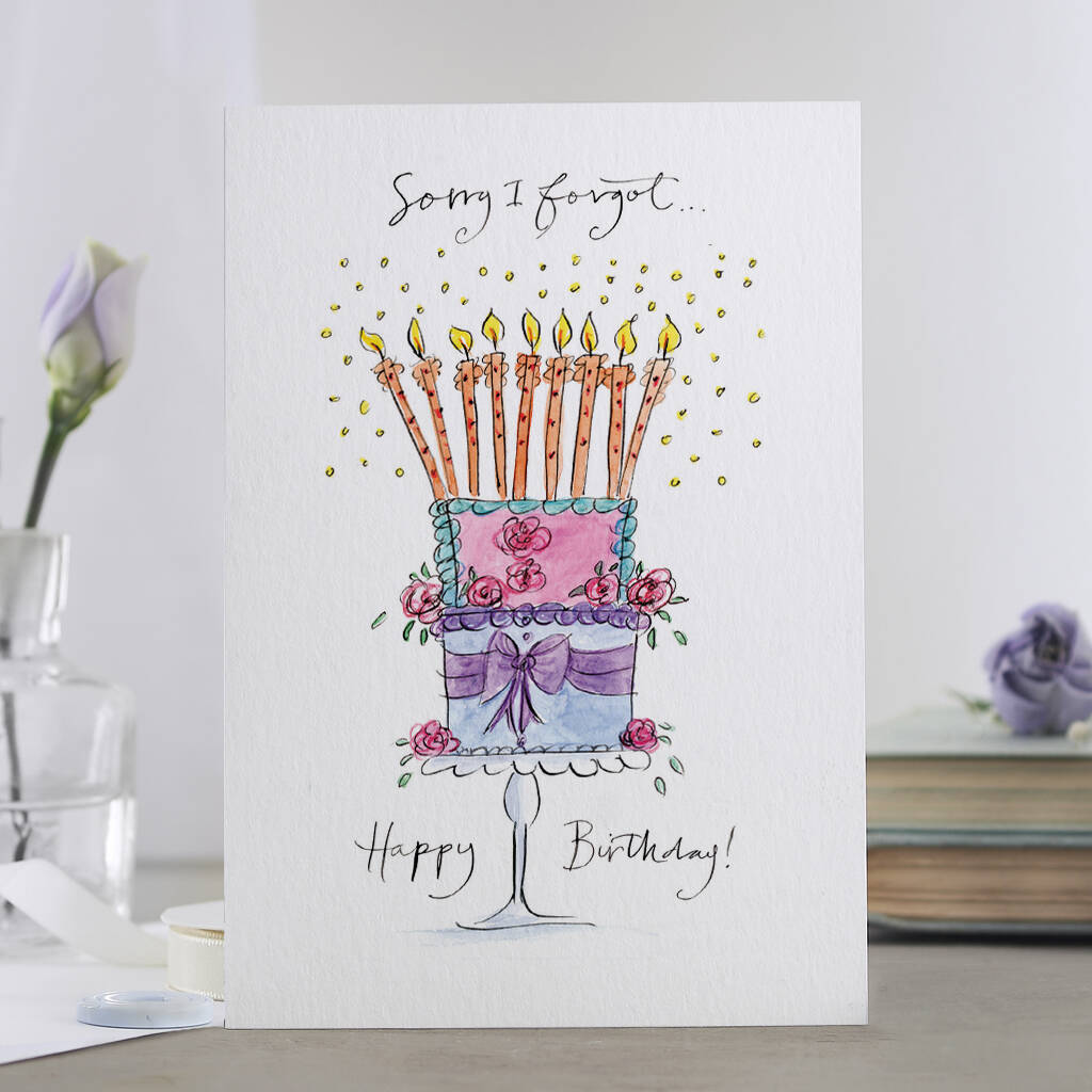 'Sorry I Forgot…' Belated Birthday Card By Gabrielle Solly Illustration ...