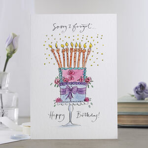 'Sorry I Forgot…' Belated Birthday Card By Gabrielle Solly Illustration ...