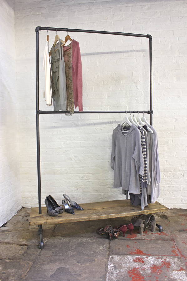 laura dark steel pipe freestanding double clothes rail by urban grain ...