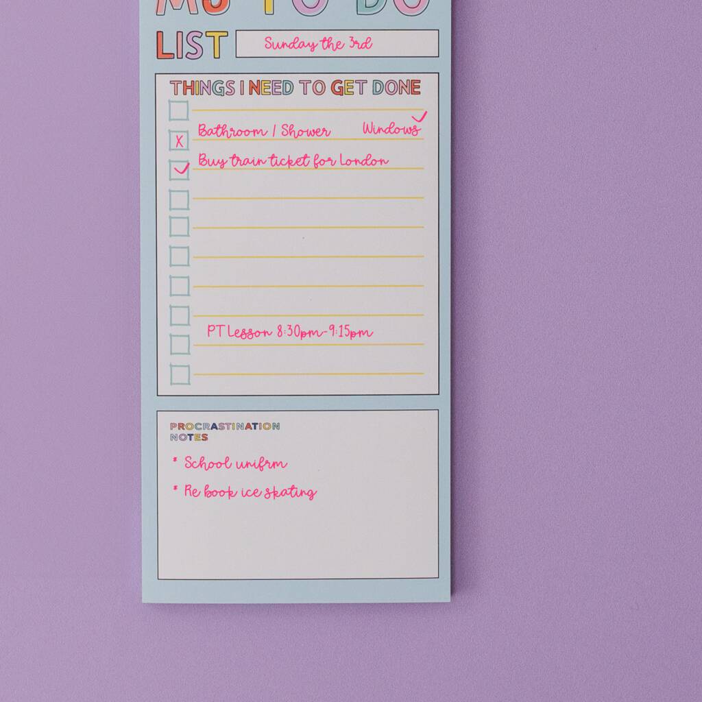 Colourful Daily Slim Dl To Do List Note Pad | | Stop Procrastination By ...