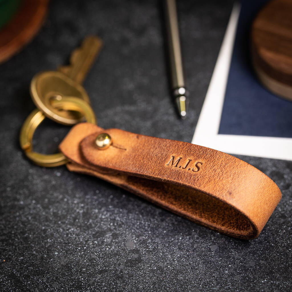 'Austin' Personalised Leather Loop Keyring By Man Gun Bear ...