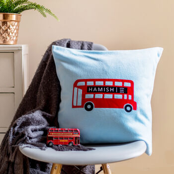 London Bus Personalised Cushion By Nickynackynoo | notonthehighstreet.com