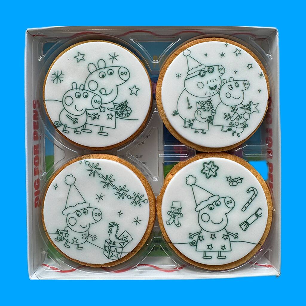 Peppa Pig 'Colour Me' Christmas Biscuits By Pickles & Bakes
