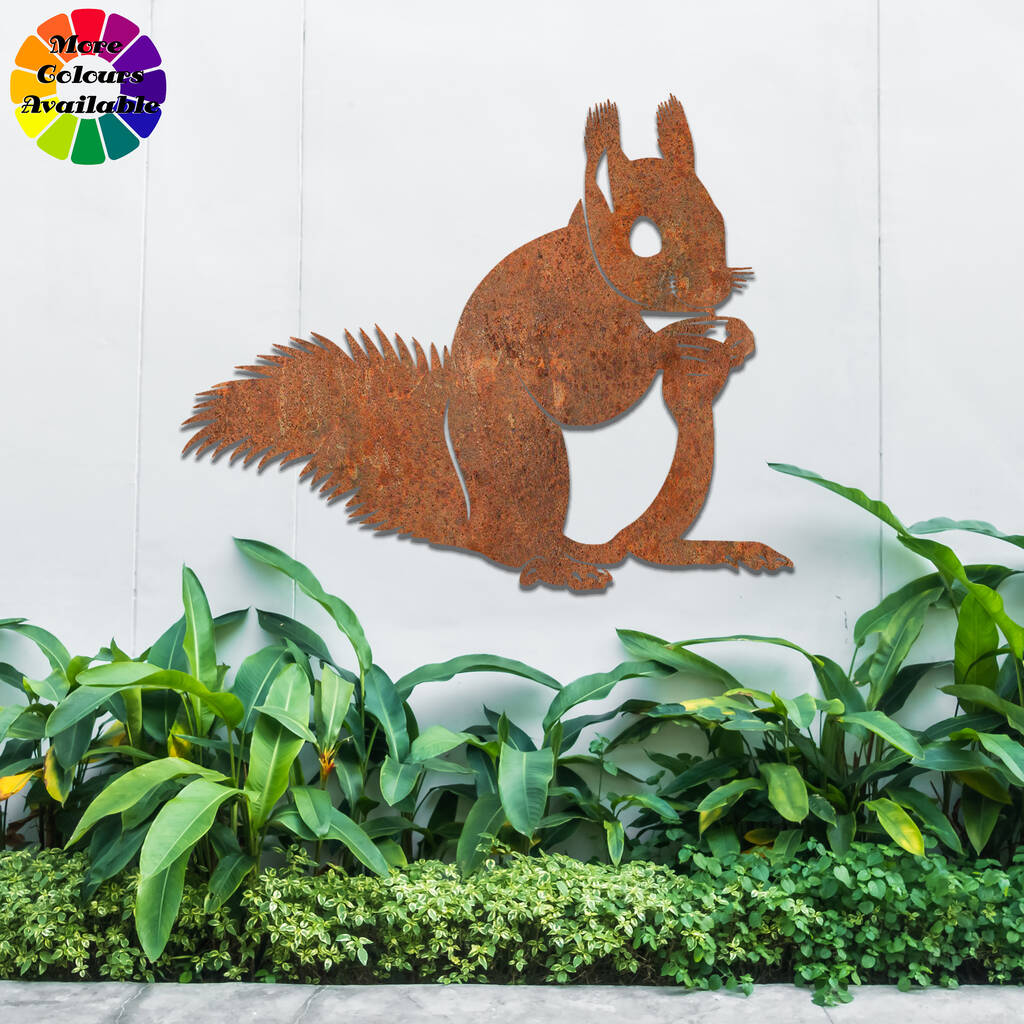 Rusted Squirrel Art Large Squirrel Garden Decor By Duke Craft ...