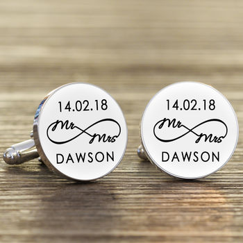 personalised 'mr and mrs' infinity cufflinks by nest ...