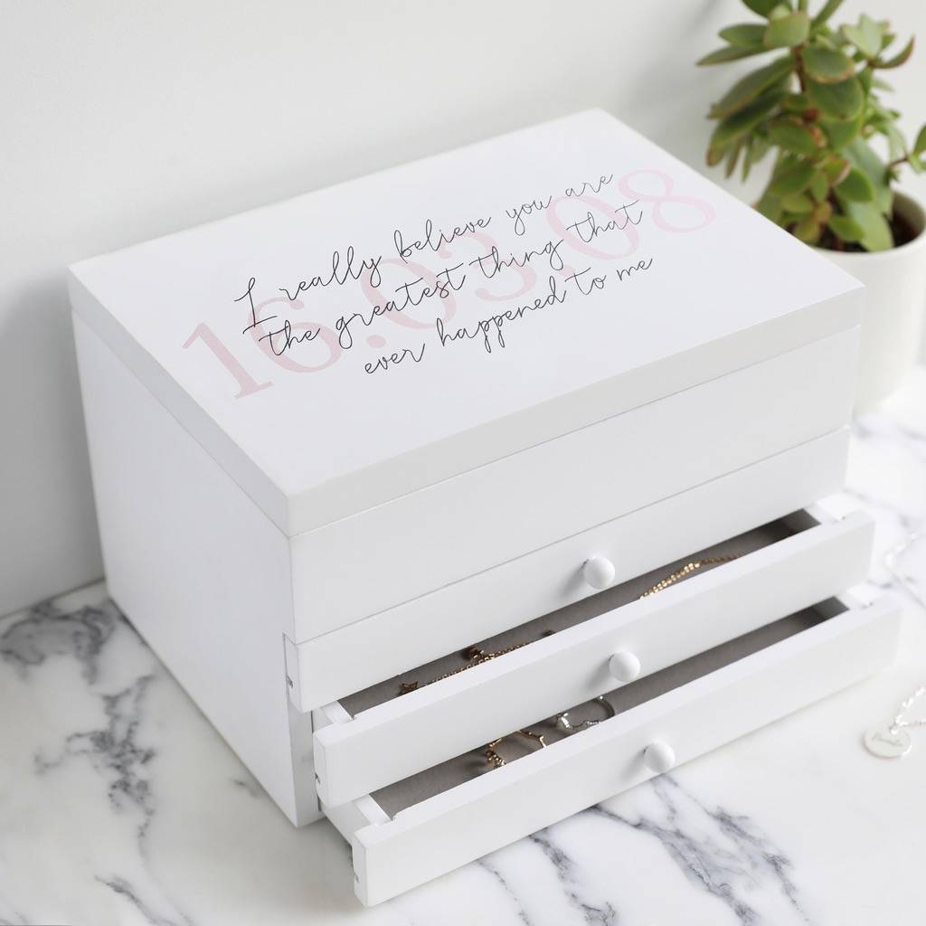personalised message jewellery box with drawers by lisa angel ...