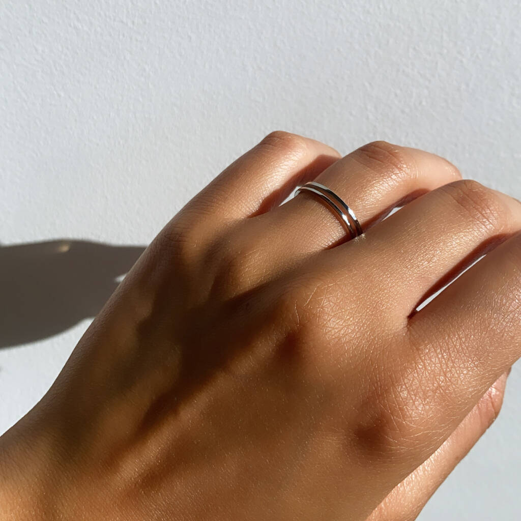 Silver Double Band Adjustable Ring, Three Sizes By NIKITA ...
