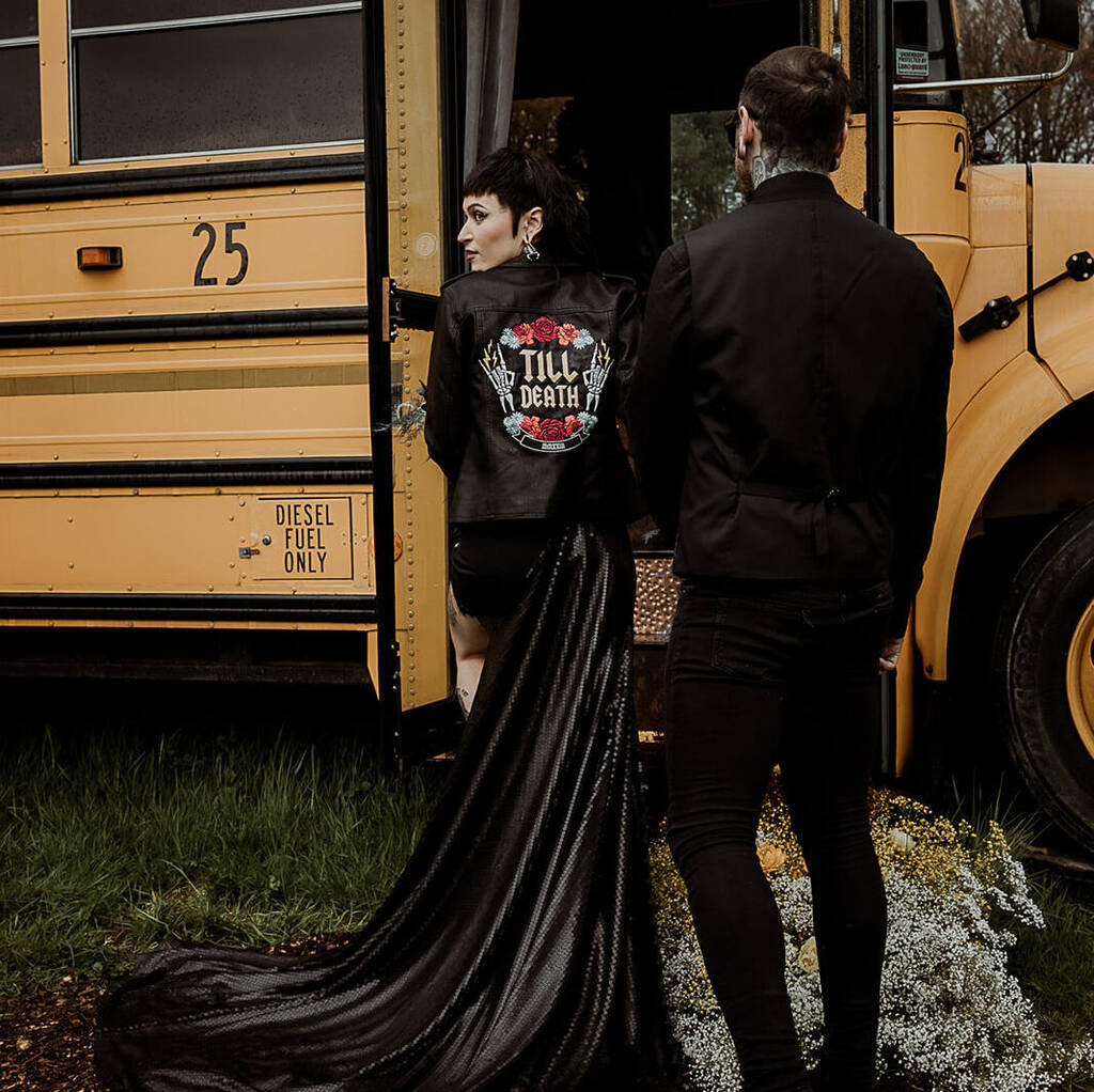 Till Death Custom Bridal Cover Up Leather Jacket By Niamh Designs ...