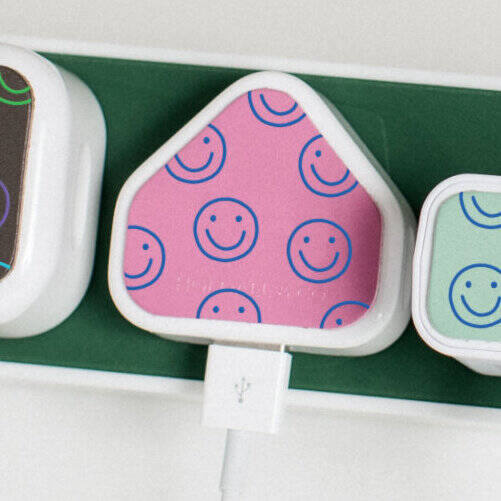 Smiley Leather Charger Sticker For Samsung And iPhone By Holdall & Co ...