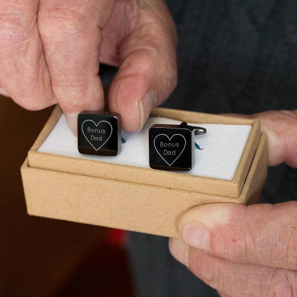 'Bonus Dad' Step Dad Engraved Square Cufflinks By Ellie Ellie ...