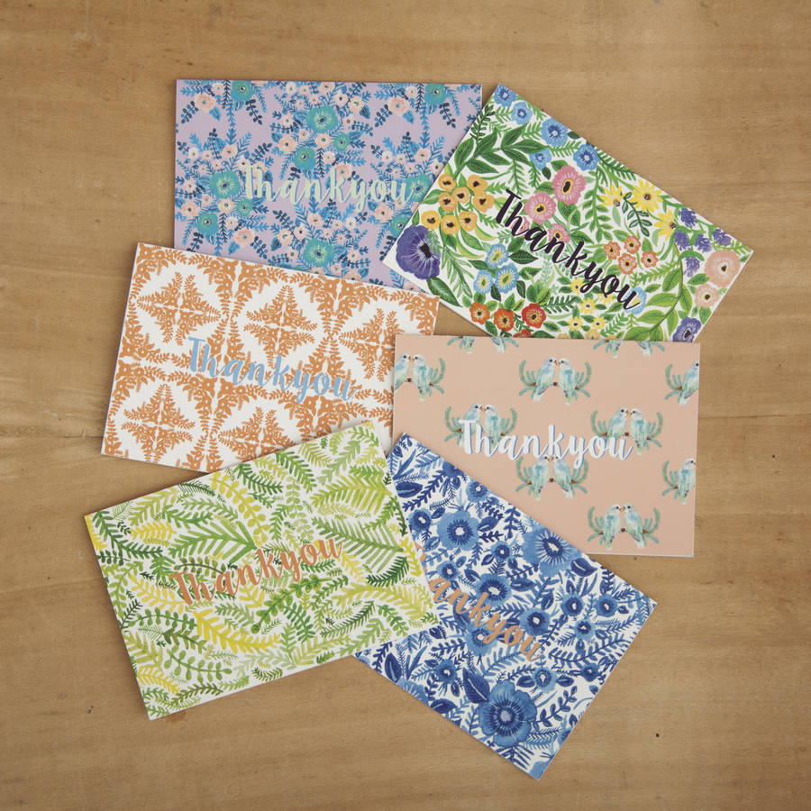set of six patterned mini thankyou cards by little paisley designs ...
