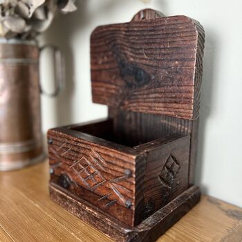 Vintage French Country Wooden Salt Box By Ev Home