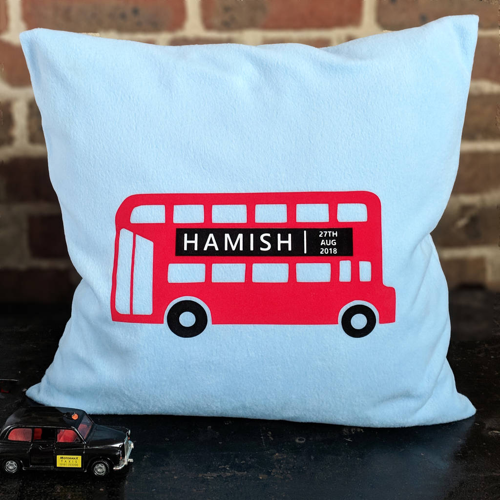 london bus personalised cushion by nickynackynoo | notonthehighstreet.com