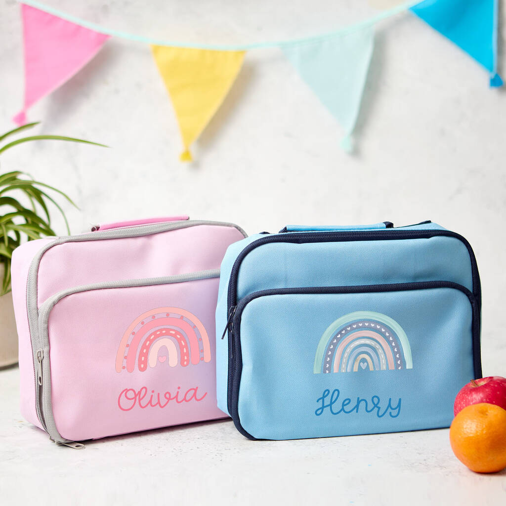 Personalised Rainbow Kids Lunch Bag Gift By Pomchick