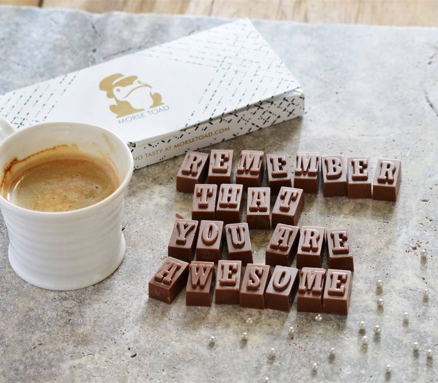 personalised chocolate gift in a large box by morse toad ...