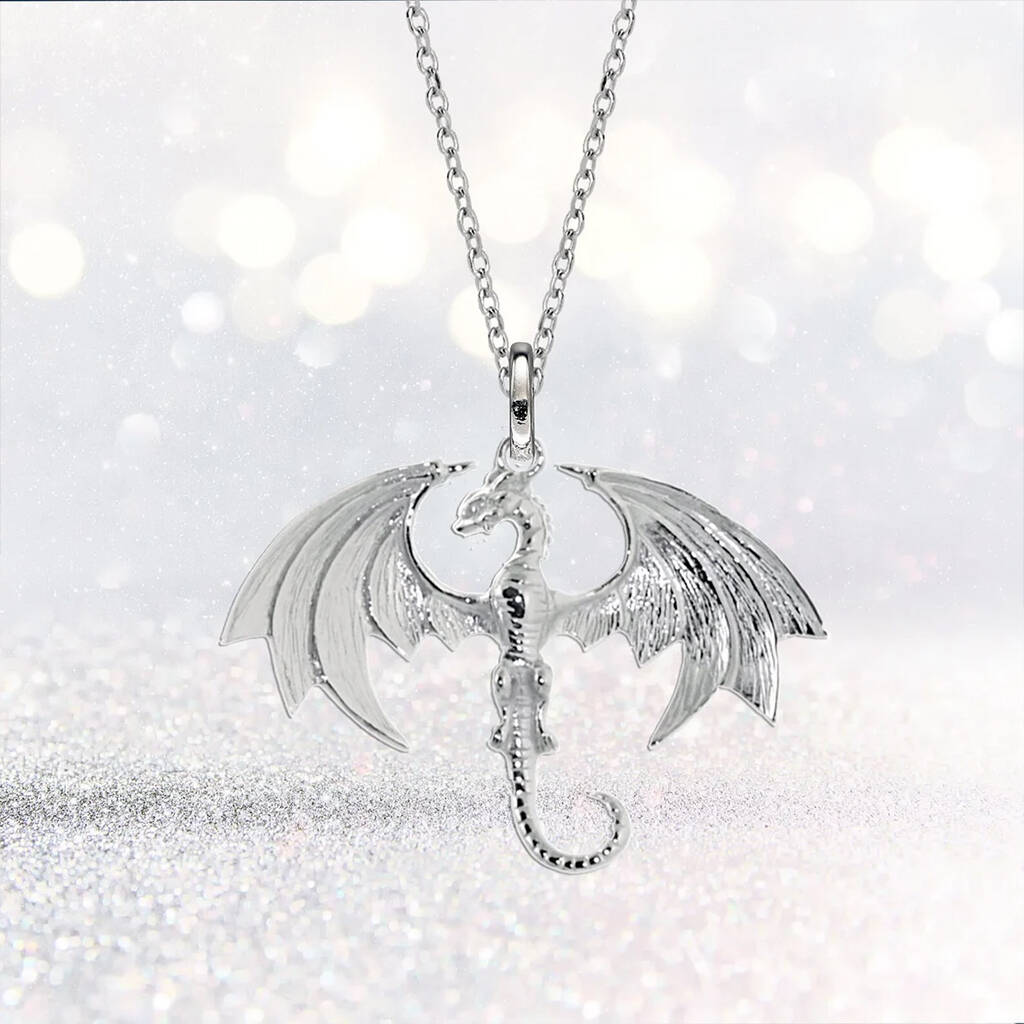 Personalised Silver Wyvern Dragon Pendant Necklace By Songs of Ink and ...
