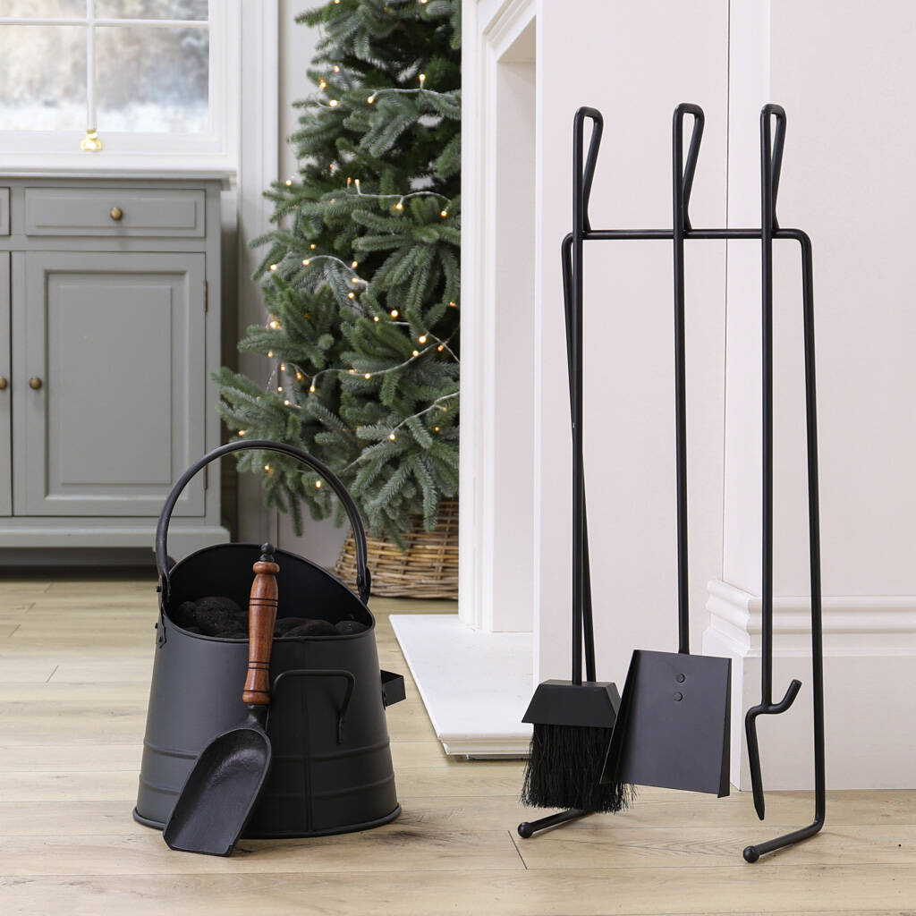 Black Three Piece Fireplace Companion Set By Dibor | notonthehighstreet.com