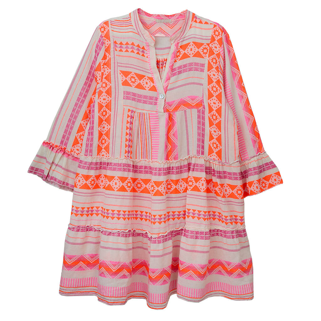 Aztec Short Neon Summer Dress By Cove