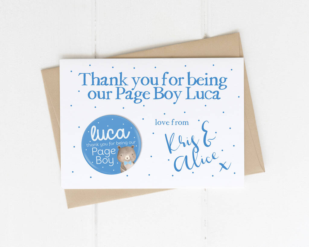 Personalised Page Boy Card And Badge By Hope & Eve | notonthehighstreet.com