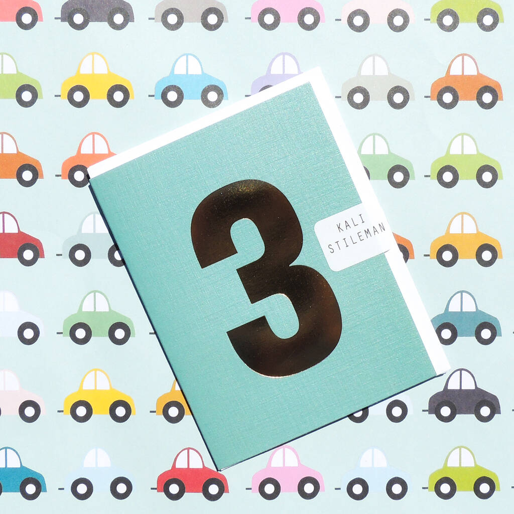 Mini Gold Foiled Number Three Card By Kali Stileman Publishing
