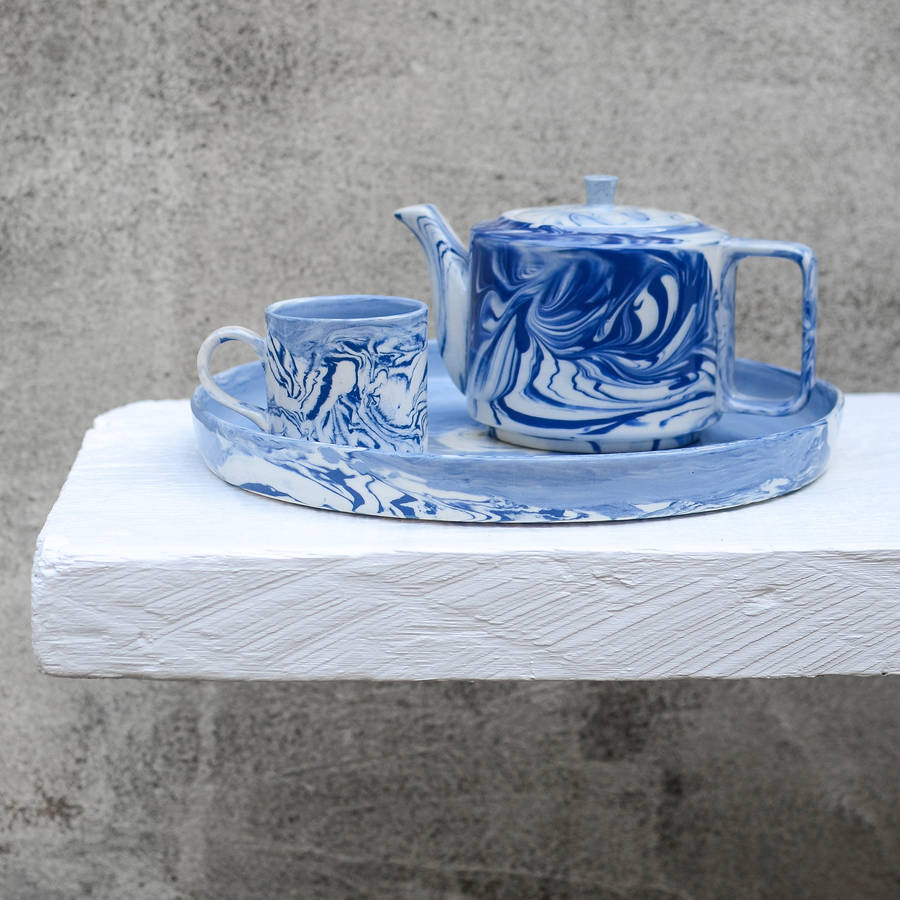 Marbled Blue And White Ceramic Small Coffee Cup By Nom Living ...