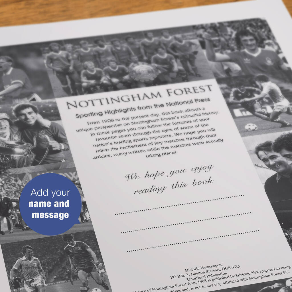 Nottingham Forest Personalised Football Gift Book By Historic ...