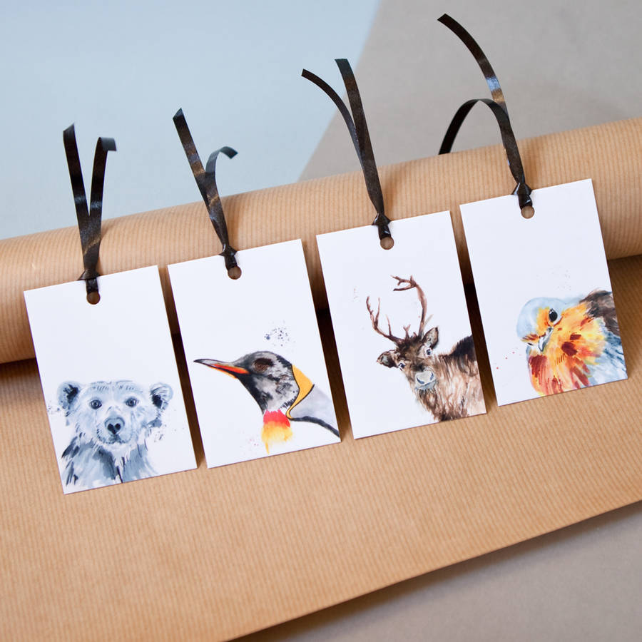 Inky Christmas Animal Gift Tags By Kate Moby | notonthehighstreet.com