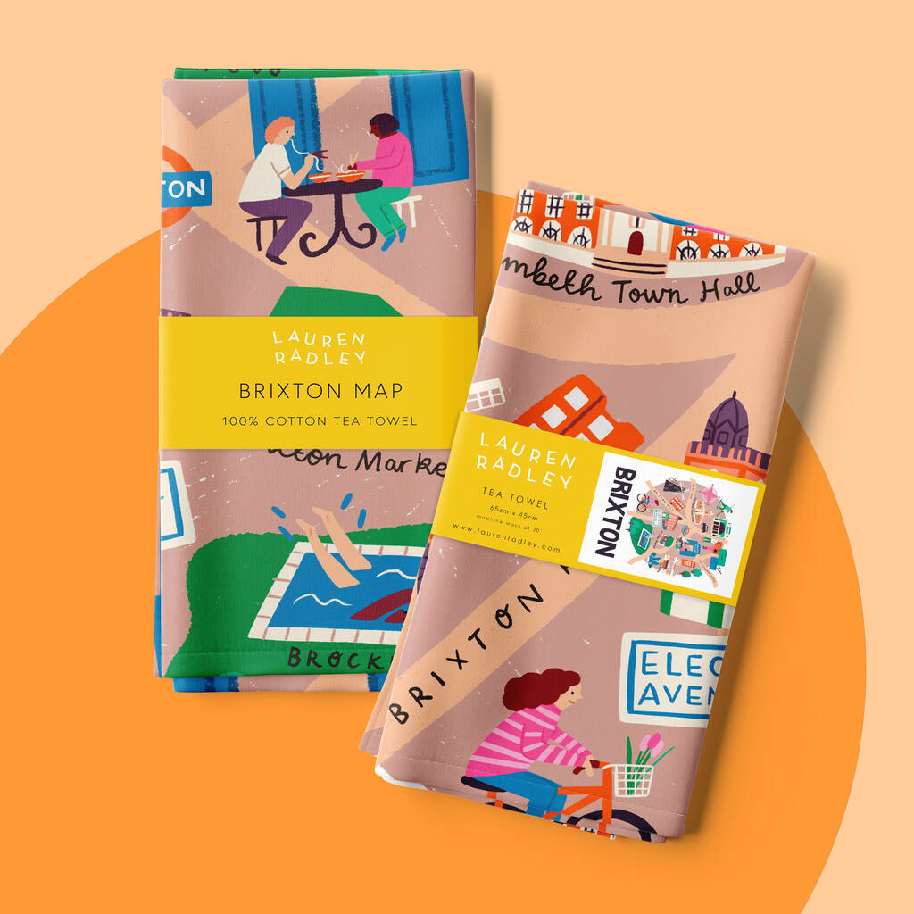 Brixton Map Tea Towel By Lauren Radley LTD | notonthehighstreet.com