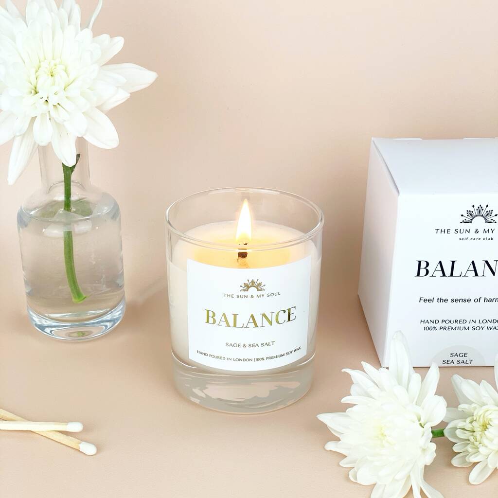 Balance Sage Sea Salt Scented Luxury Soy Candle Gift By The Sun & My Soul